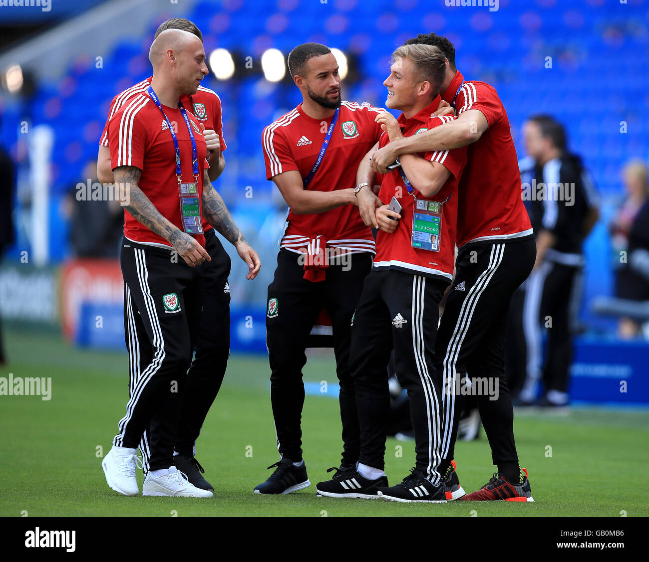 (L-R) Wales' David Cotterill, Simon Church, Jazz Richards, George ...