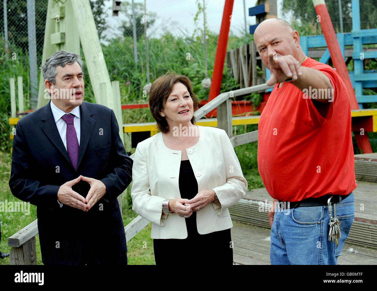 Britain's Prime Minister Gordon Brown speaks with Joan Ruddock MP ...
