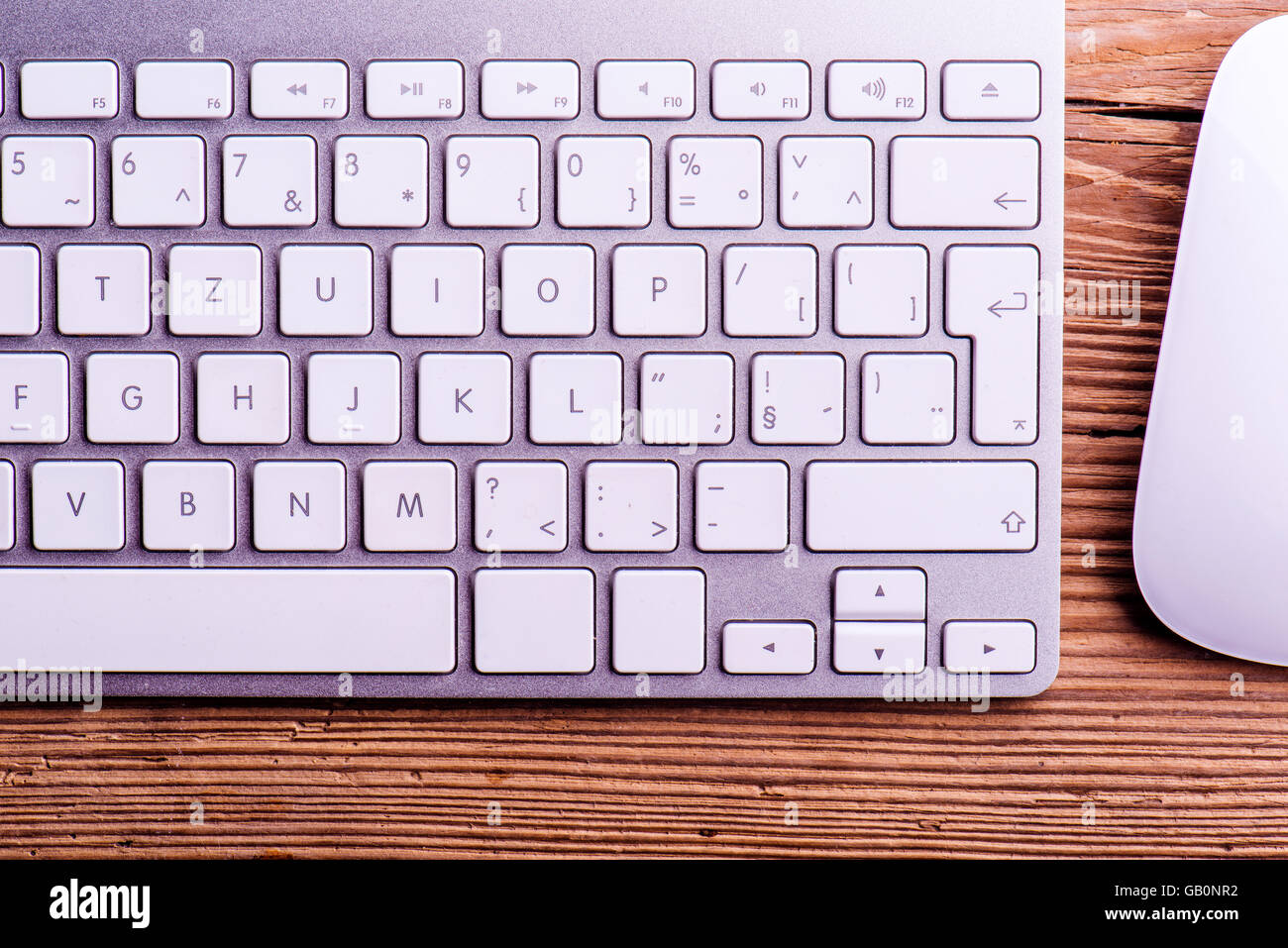 Wooden desk keyboard mouse hi-res stock photography and images - Alamy