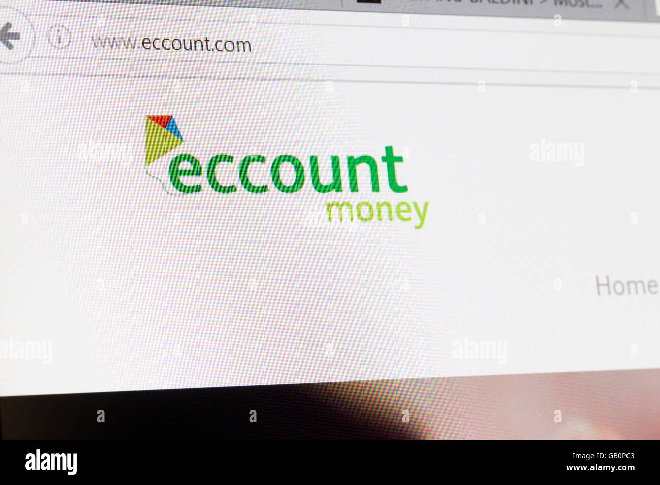 Screenshot of the Eccount homepage Stock Photo - Alamy