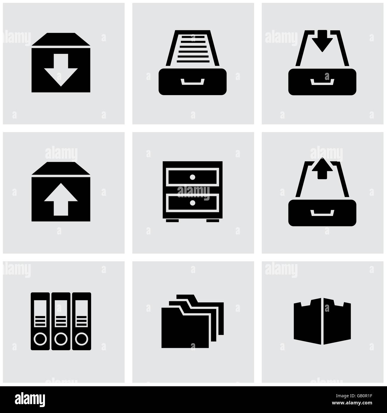 Vector black archive icon set Stock Vector Image & Art - Alamy