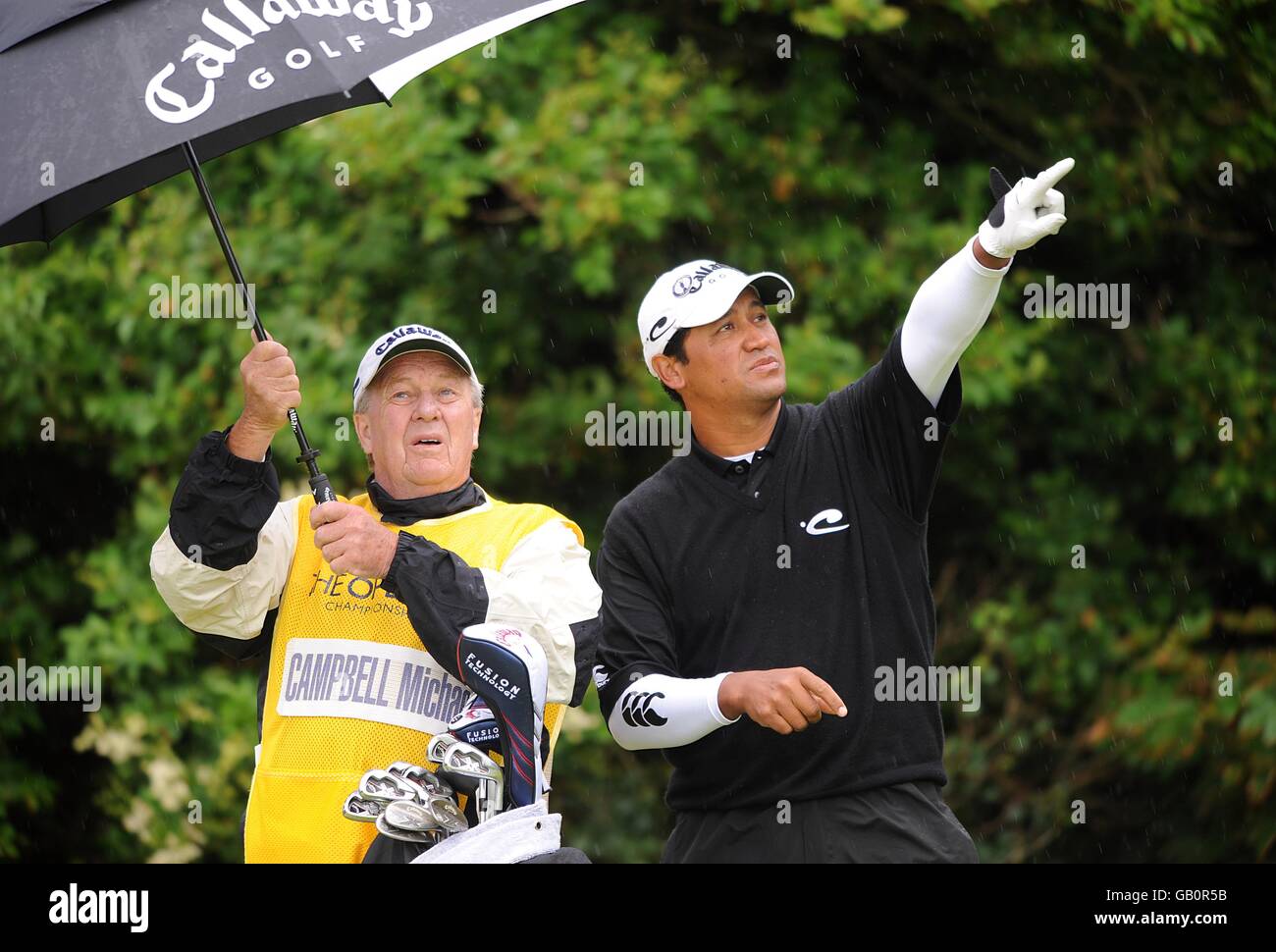 New Zealand's Michael Campbell's Caddy struggles with the conditions ...