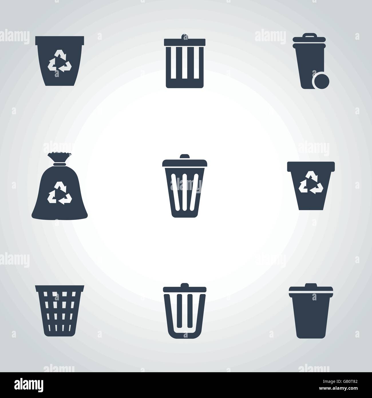 Vector black trash can icon set Stock Vector Image & Art - Alamy