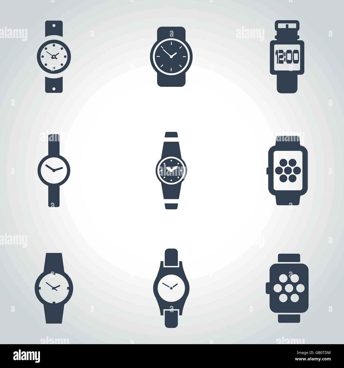 Vector black wristwatch icon set Stock Vector Image & Art - Alamy