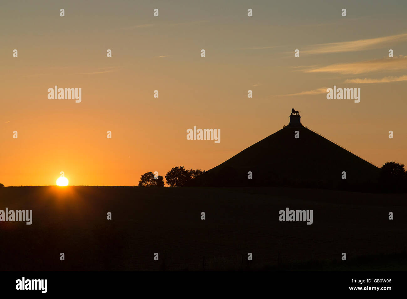 Sunset at Mont du Lion Battle of Waterloo 1815 Napoleon Stock Photo - Alamy