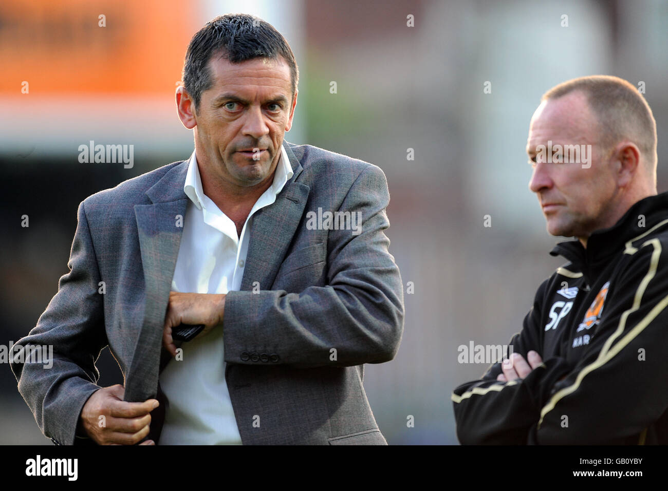 Hull City manager Phil Brown (left) and first team coach Steve Parkin ...