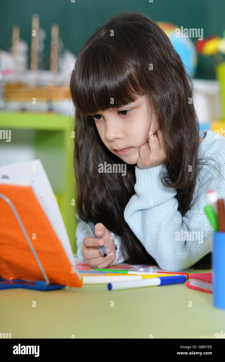 Cute student girl at class Stock Photo - Alamy