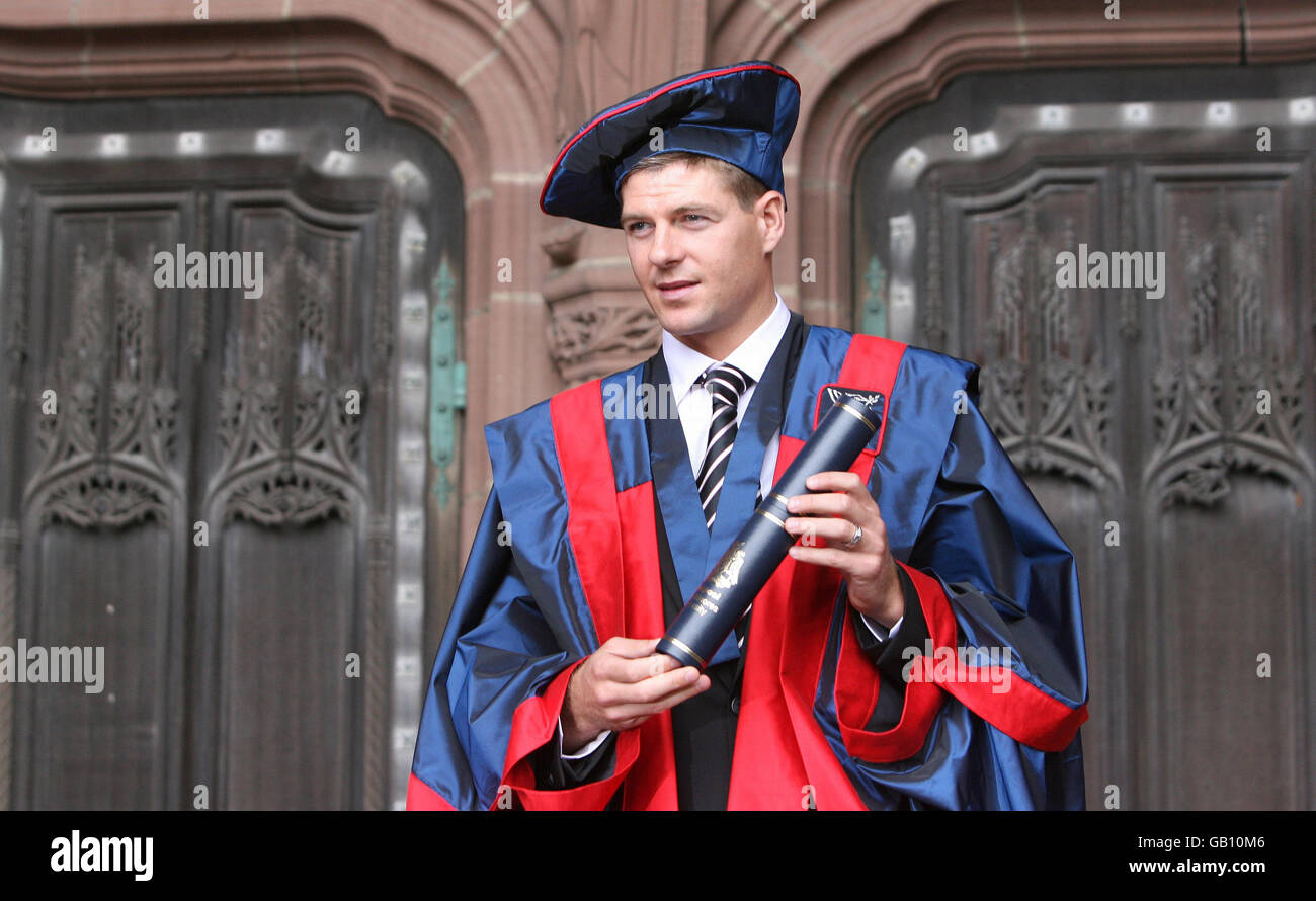 England and Liverpool footballer Steven Gerrard MBE receives an ...