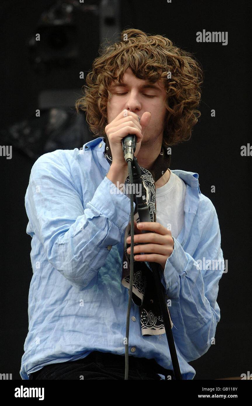 Luke Pritchard of The Kooks performs on the main stage at T in the Park ...