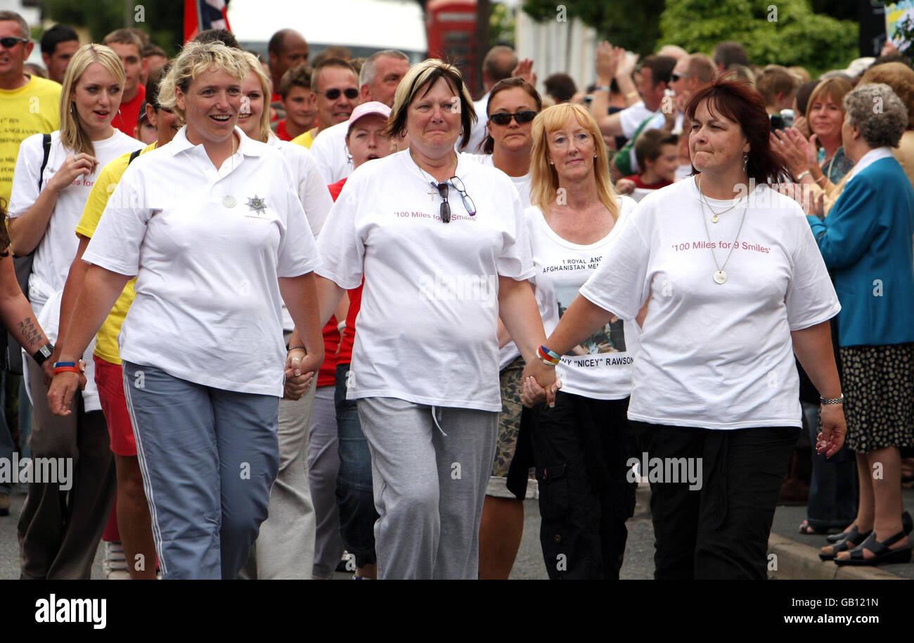 (left to right) Helen Gray, Christine Bonner and Pearl Thrumble lead ...