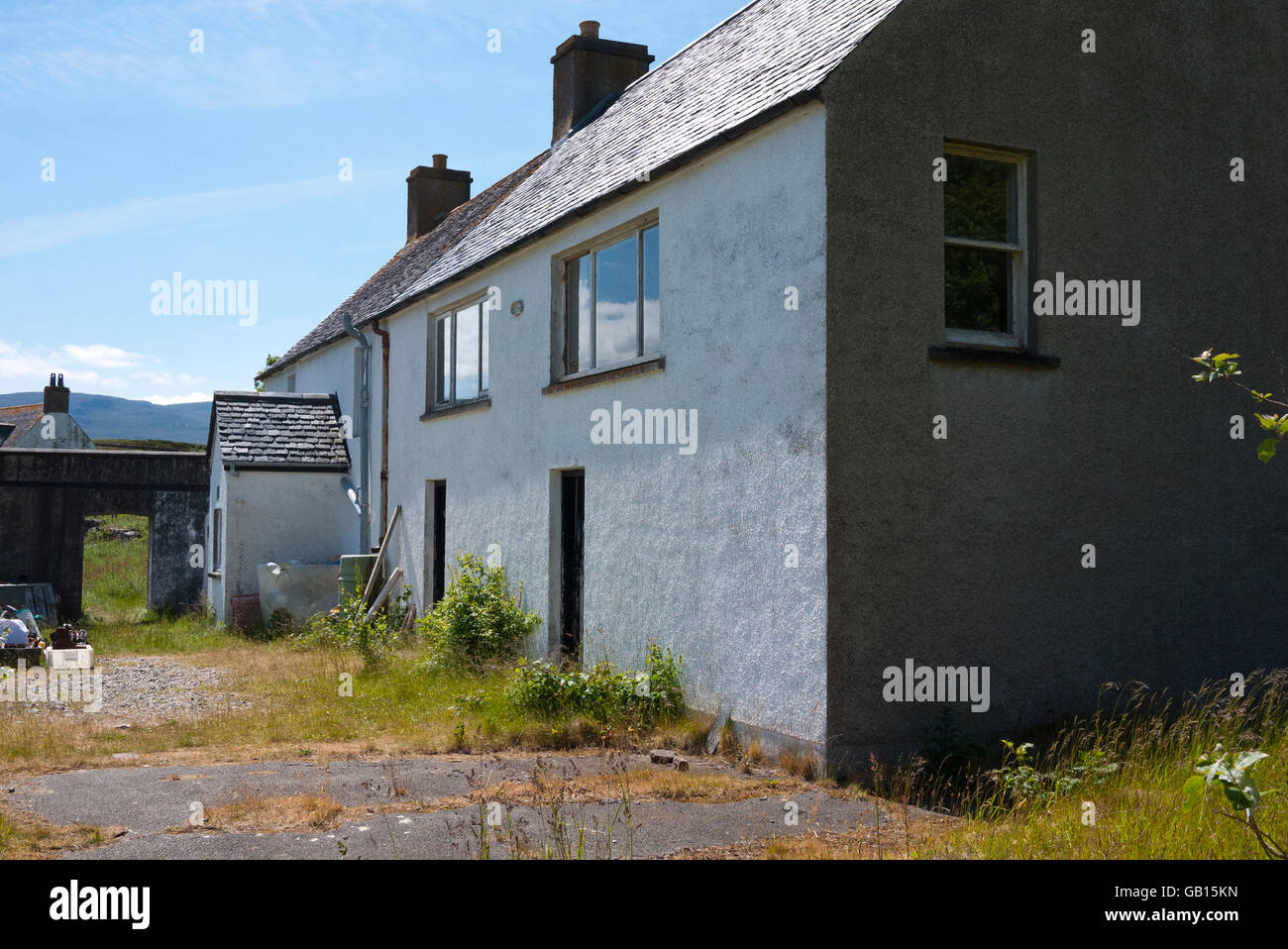 Abandoned buildings on Isle Martin, Loch Canaird,Highland, Scotland, UK ...