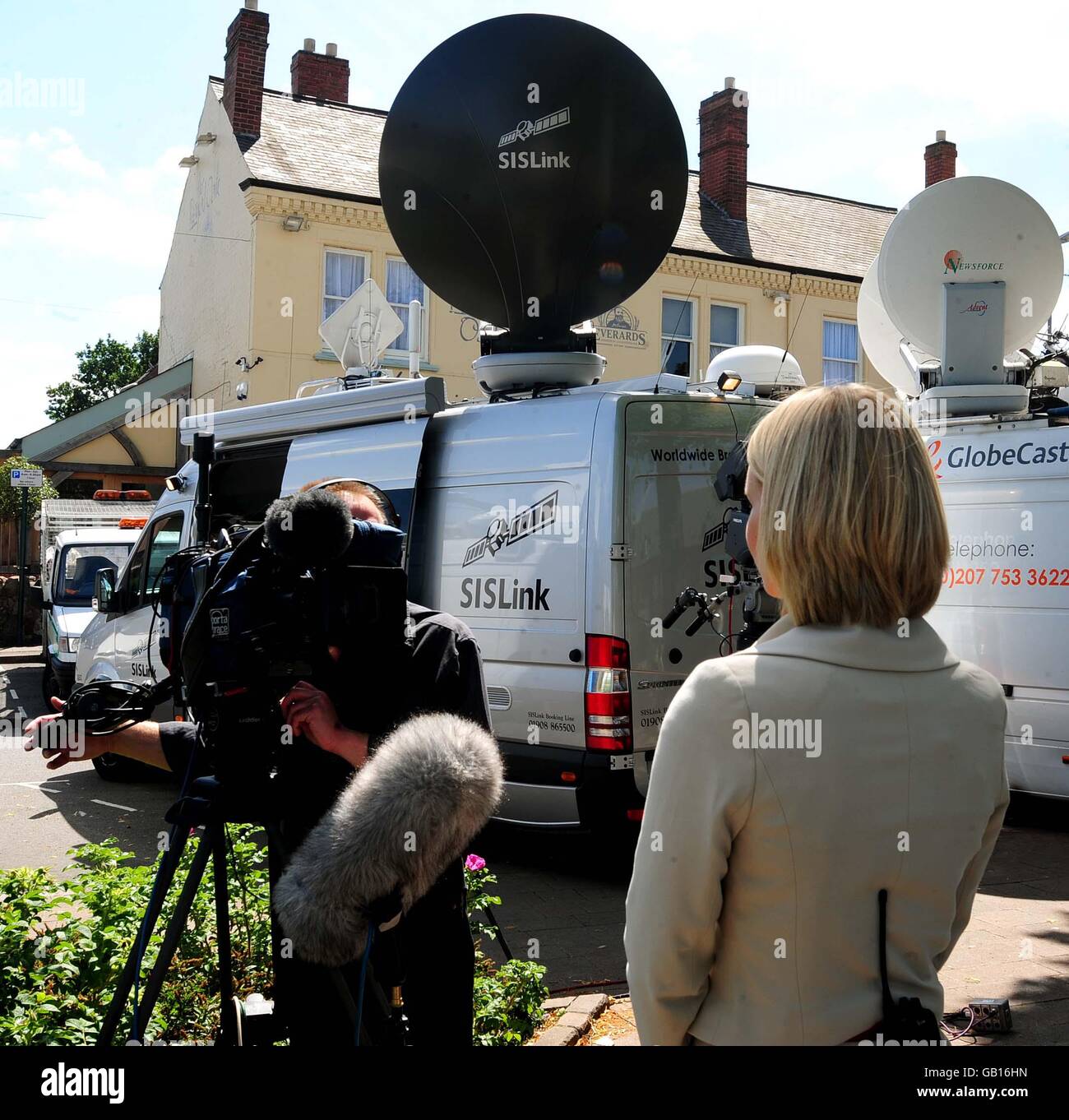 TV broadcast vehicle Stock Photo - Alamy