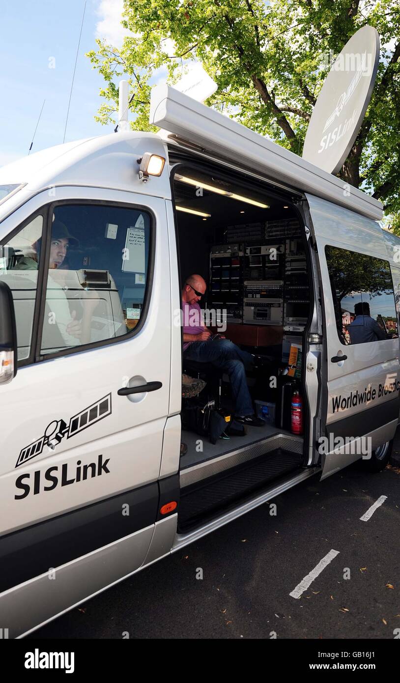 TV broadcast vehicle Stock Photo - Alamy