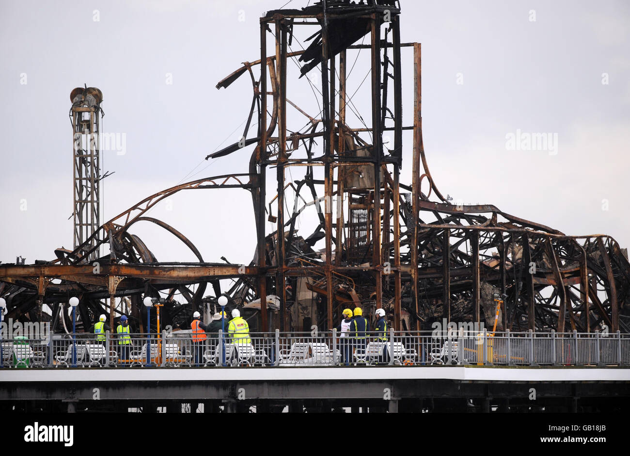 Part of the fire damaged Grand Pier at Weston-super-Mare the day after ...