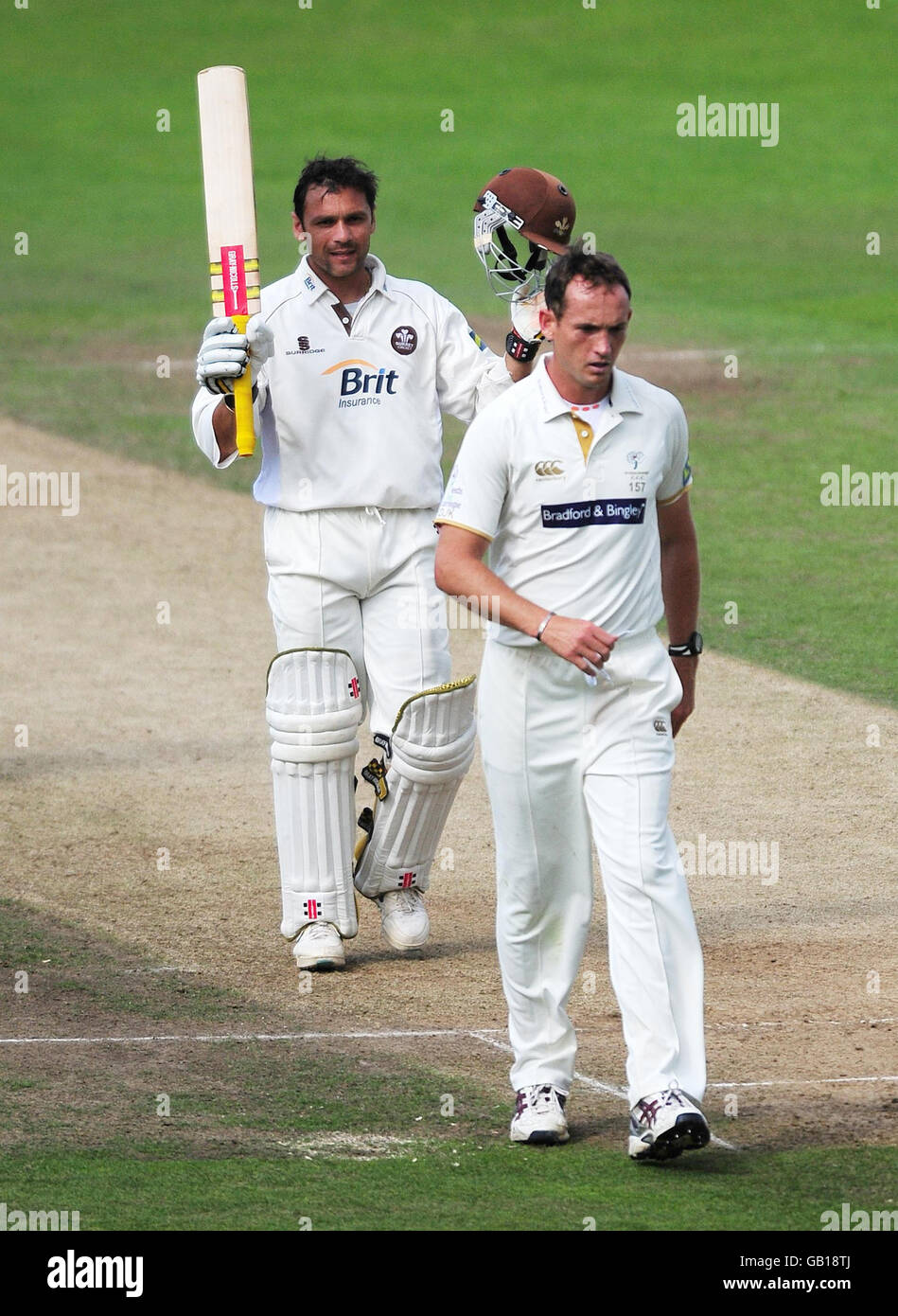 Surrey's Mark Ramprakash celebrates after scoring his 100th first class ...