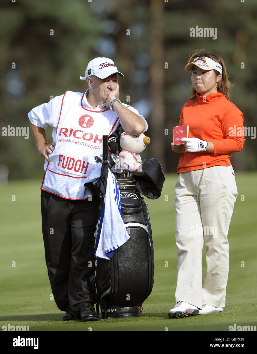 Japan's Yuri Fudoh with her caddy Peter Coleman on the 16th fairway ...