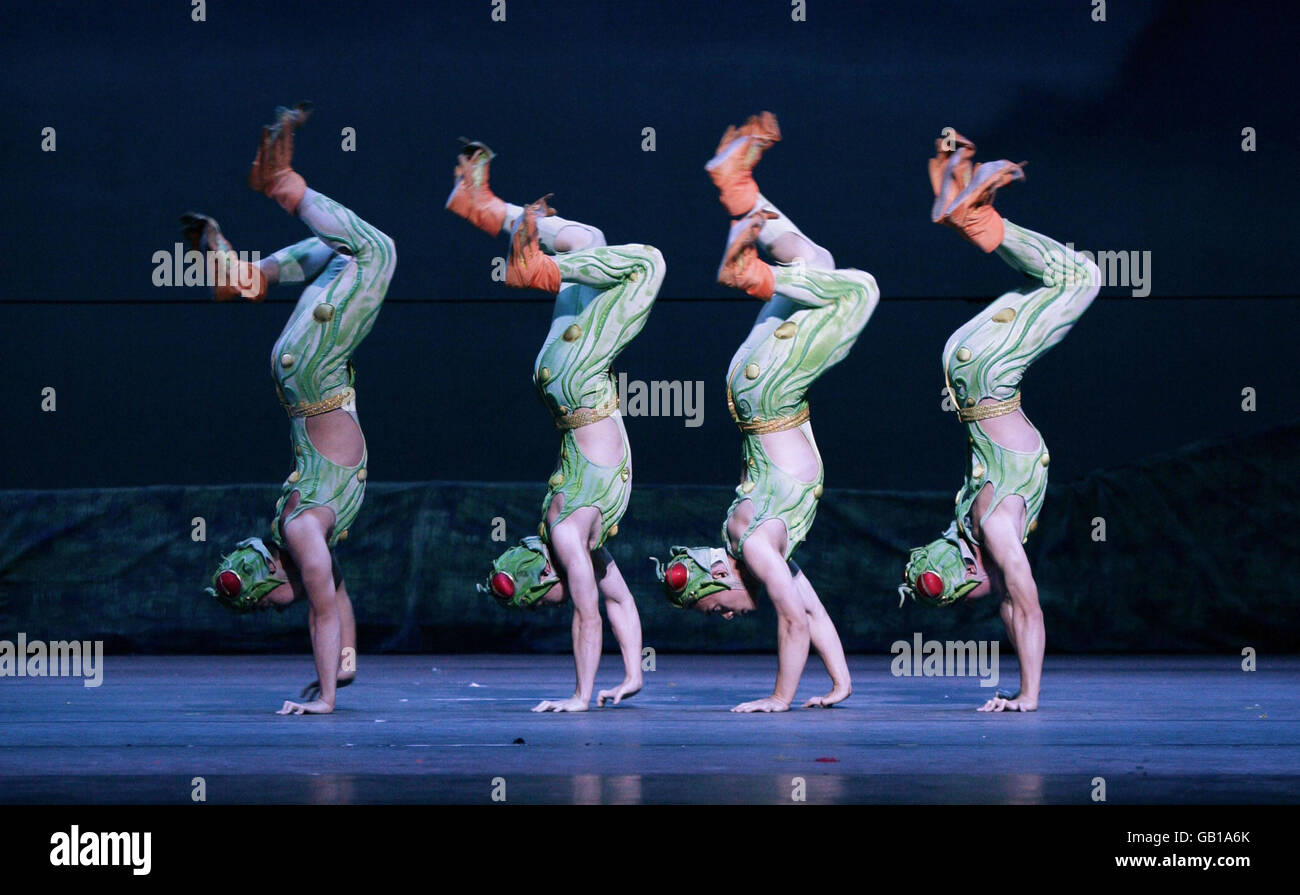 Members of the Guangdong Acrobatic Trope of China during a rehearsal of ...