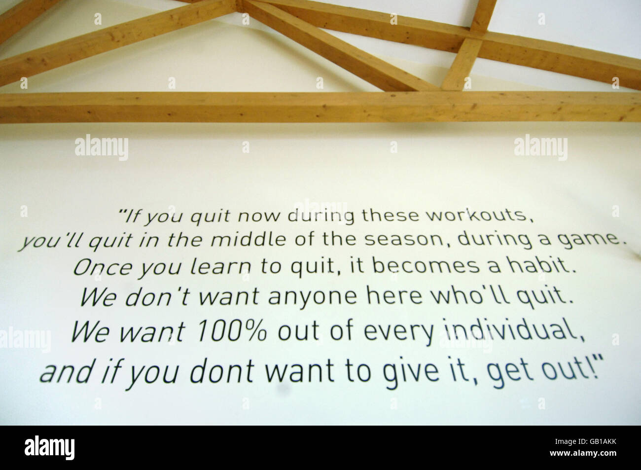 General view motivational message on wall moor farm hi-res stock ...