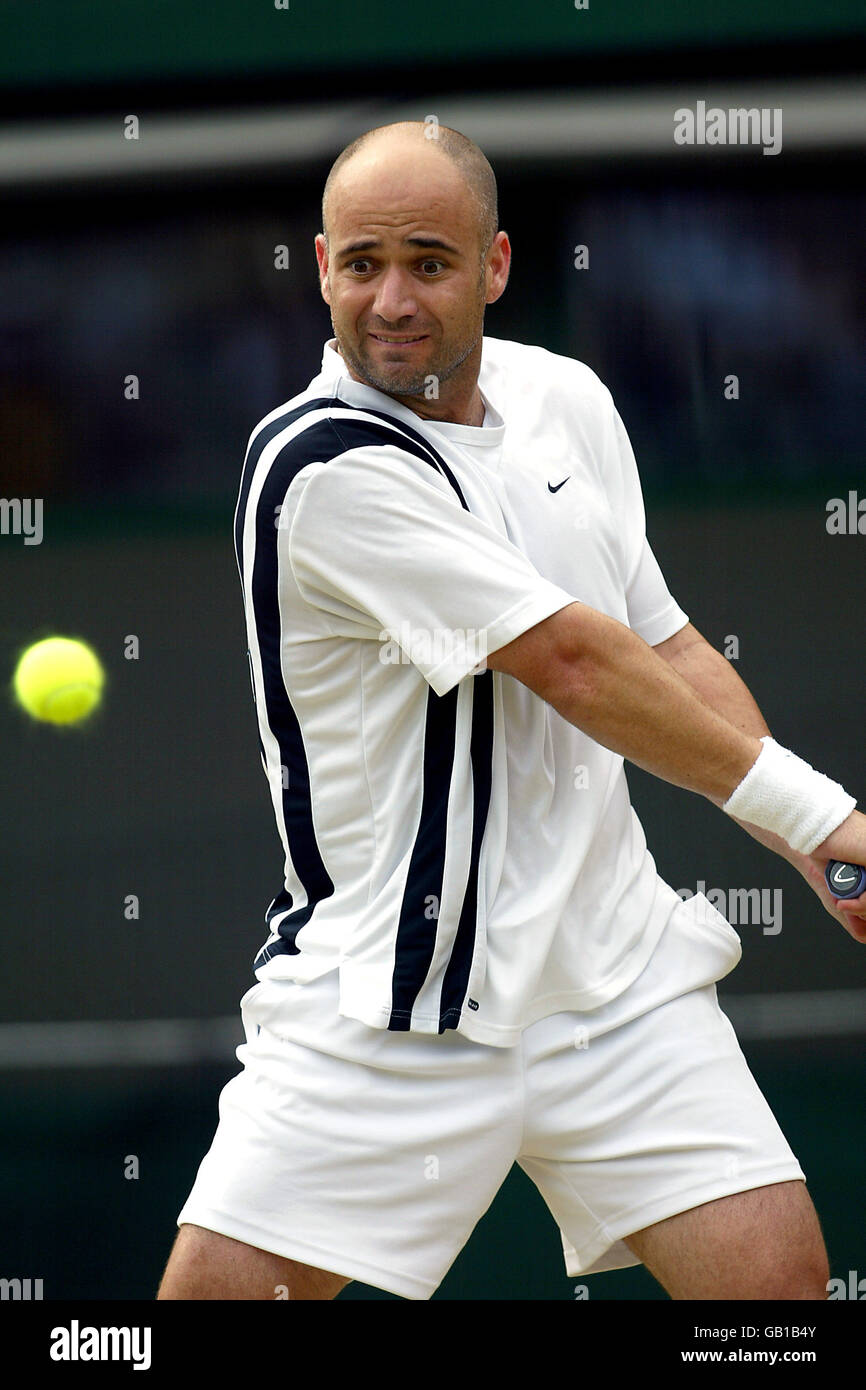 Tennis - Wimbledon 2003 - Fourth Round, Andre Agassi v Mark ...