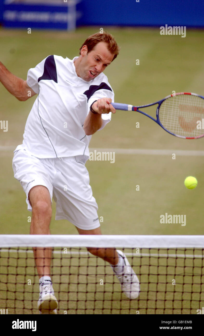 Greg Rusedski in action during his straight sets victory over Olivier ...