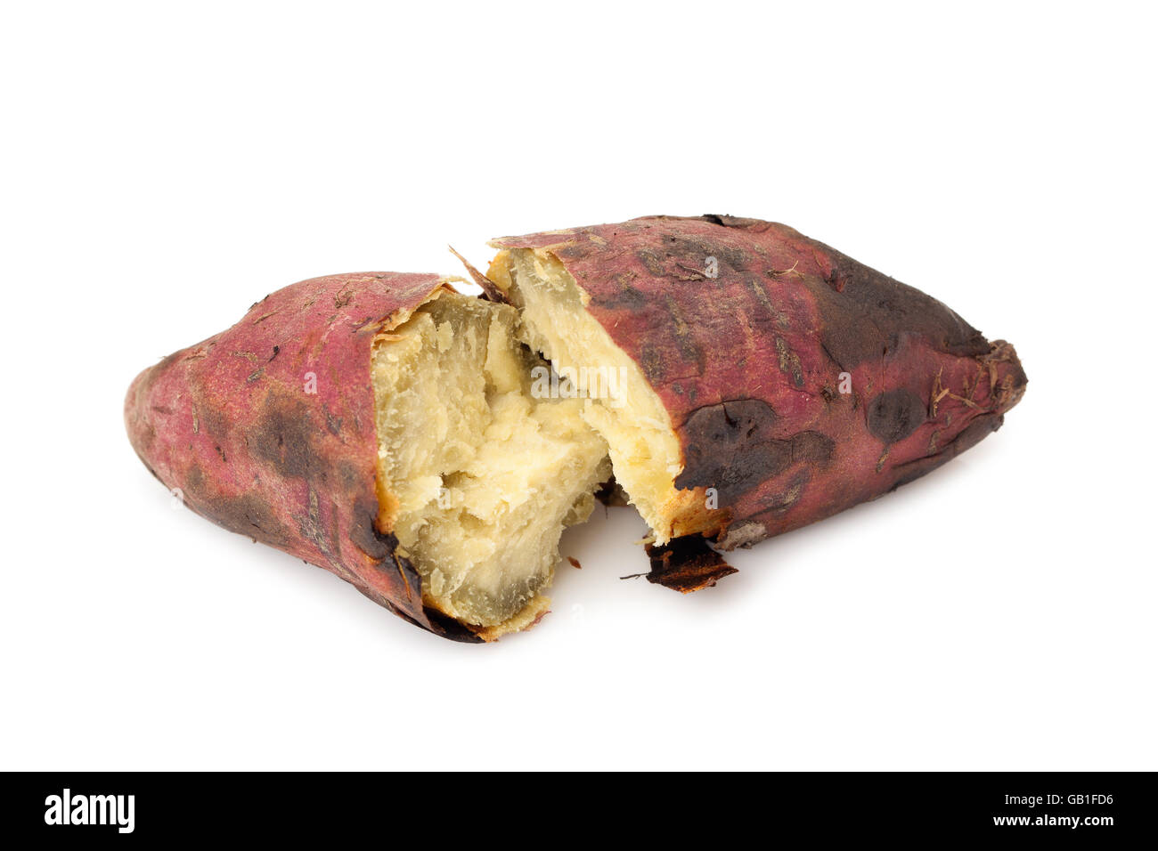 Roasted Sweet Potatoes on white background with shadow Stock Photo - Alamy