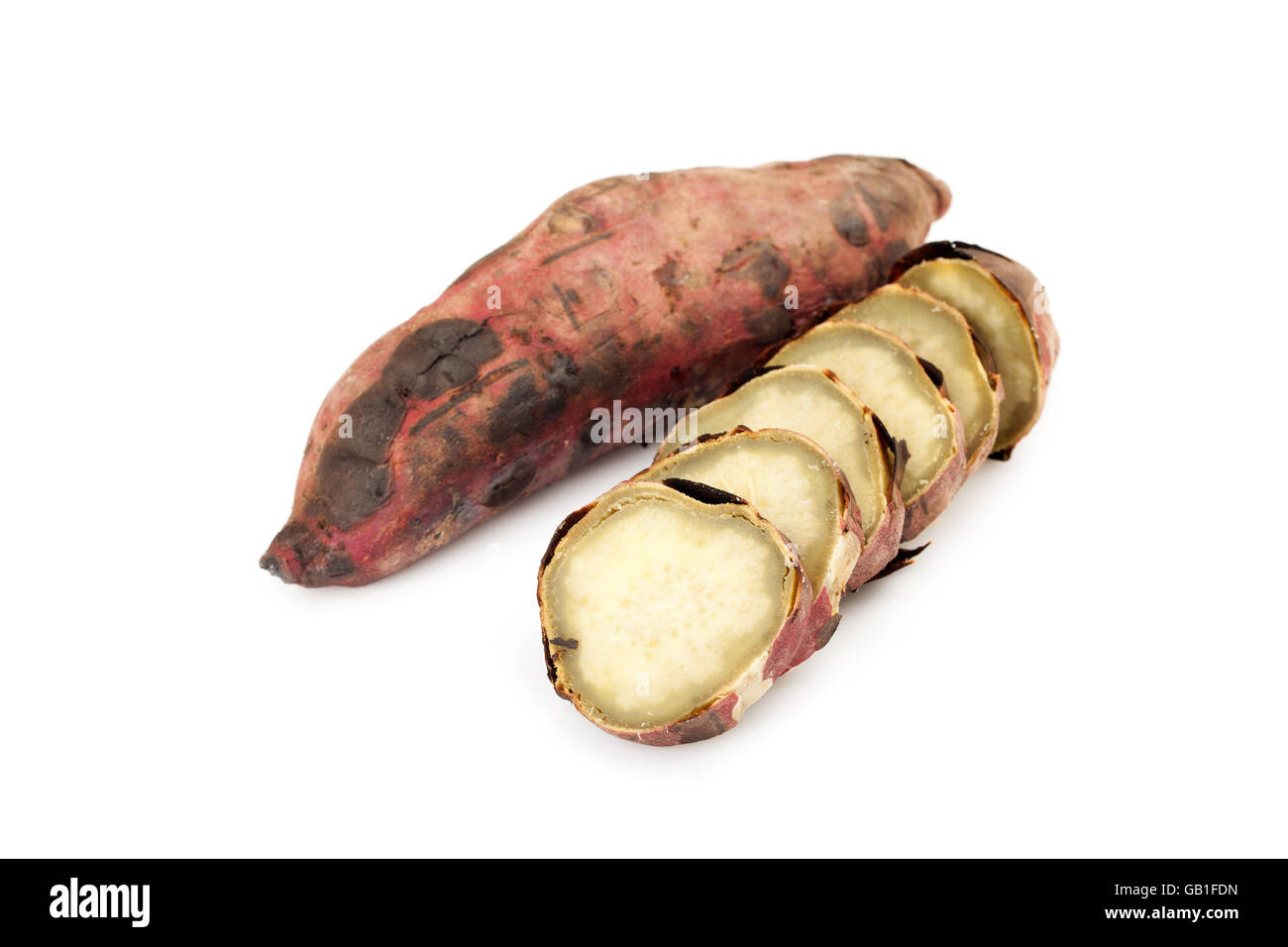 Roasted Sweet Potatoes on white background with shadow Stock Photo - Alamy