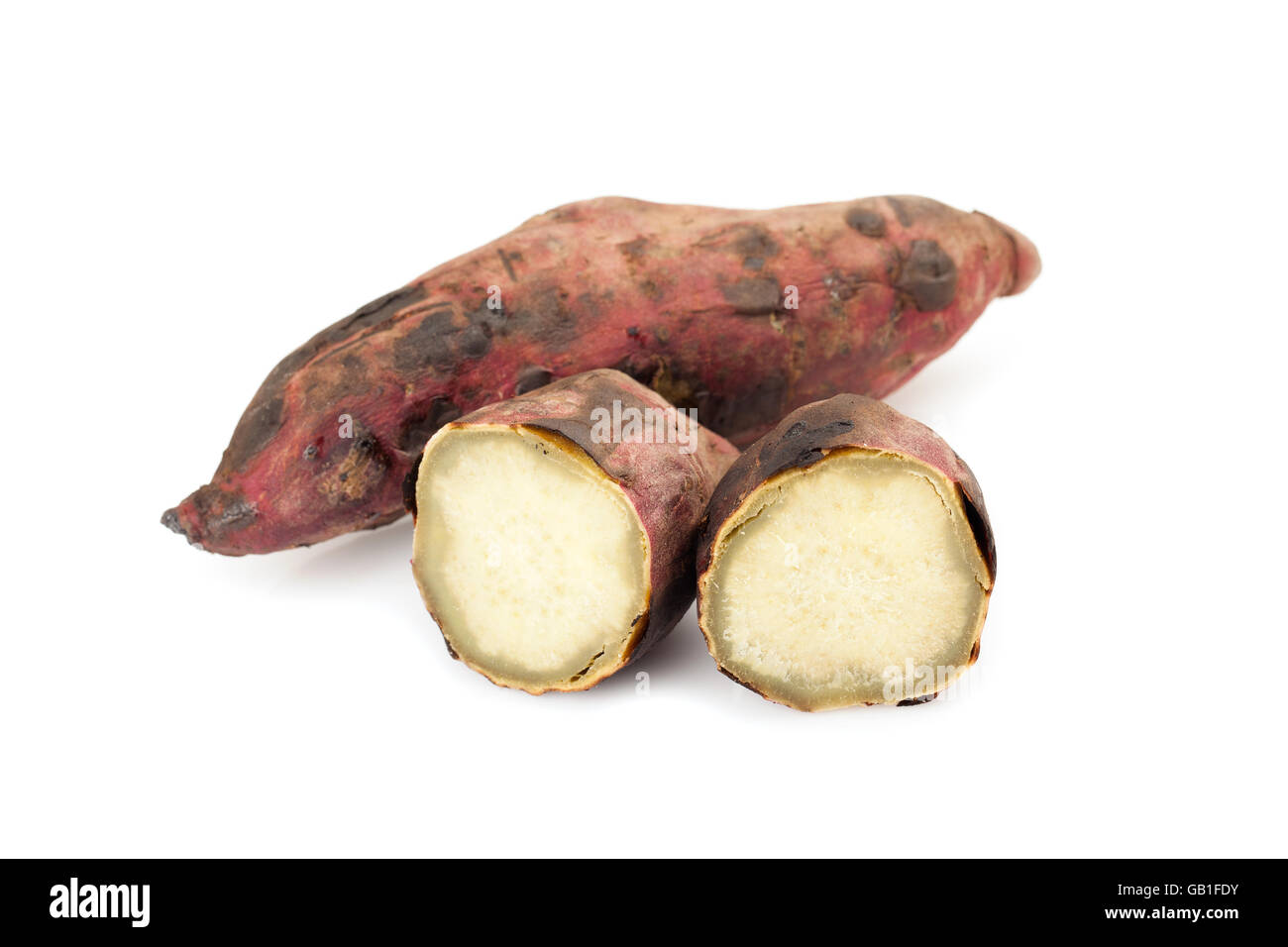 Roasted Sweet Potatoes on white background with shadow Stock Photo - Alamy