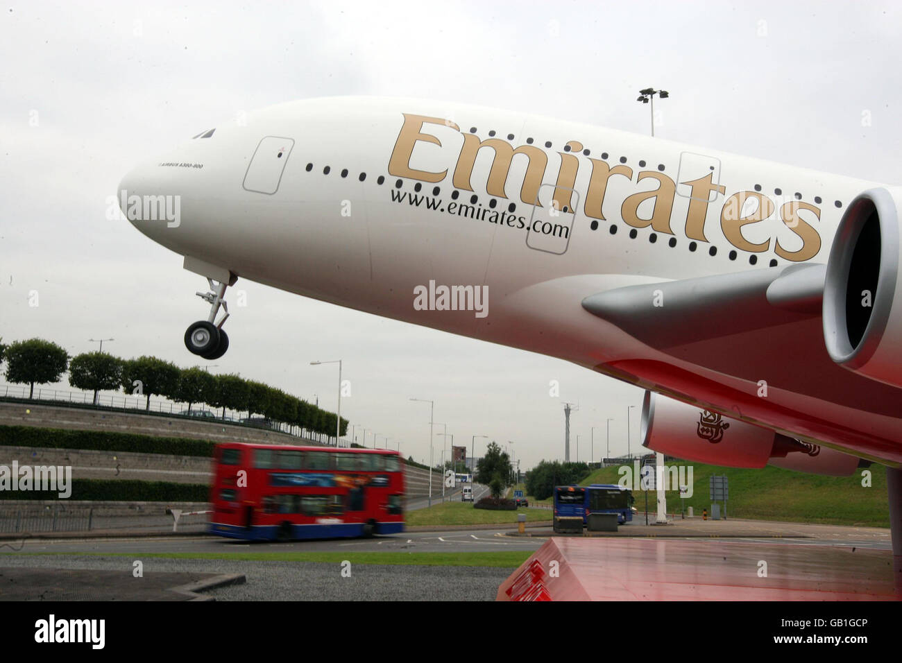 New model on Heathrow roundabout Stock Photo - Alamy