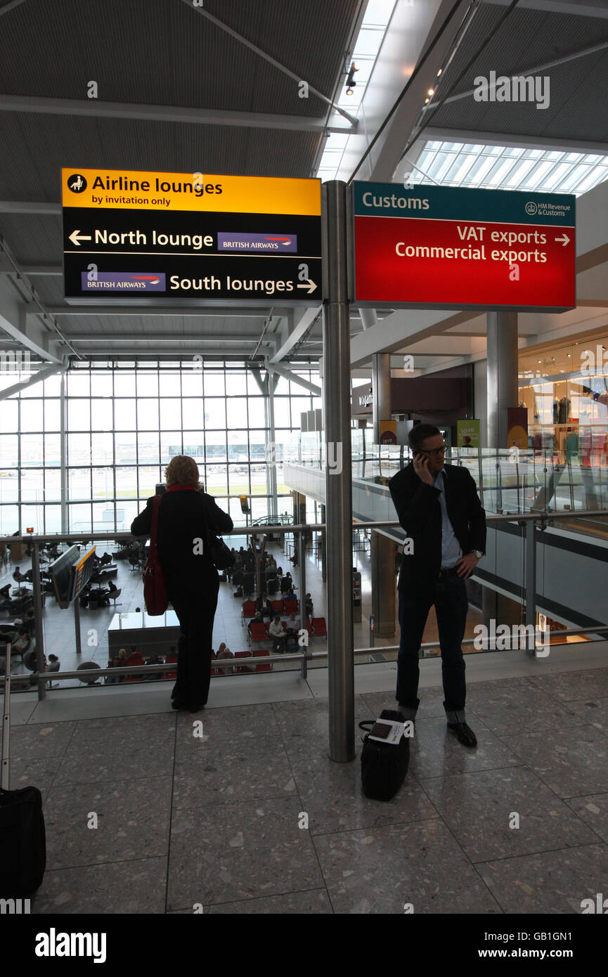 First class and premium travel. Signs for the British Airways Lounges ...
