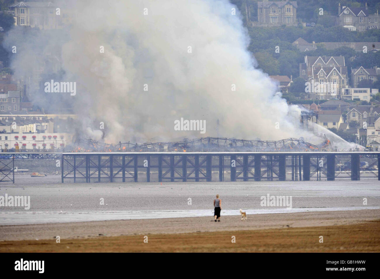 The Grand Pier at Weston-super-Mare after a major fire broke out Stock ...