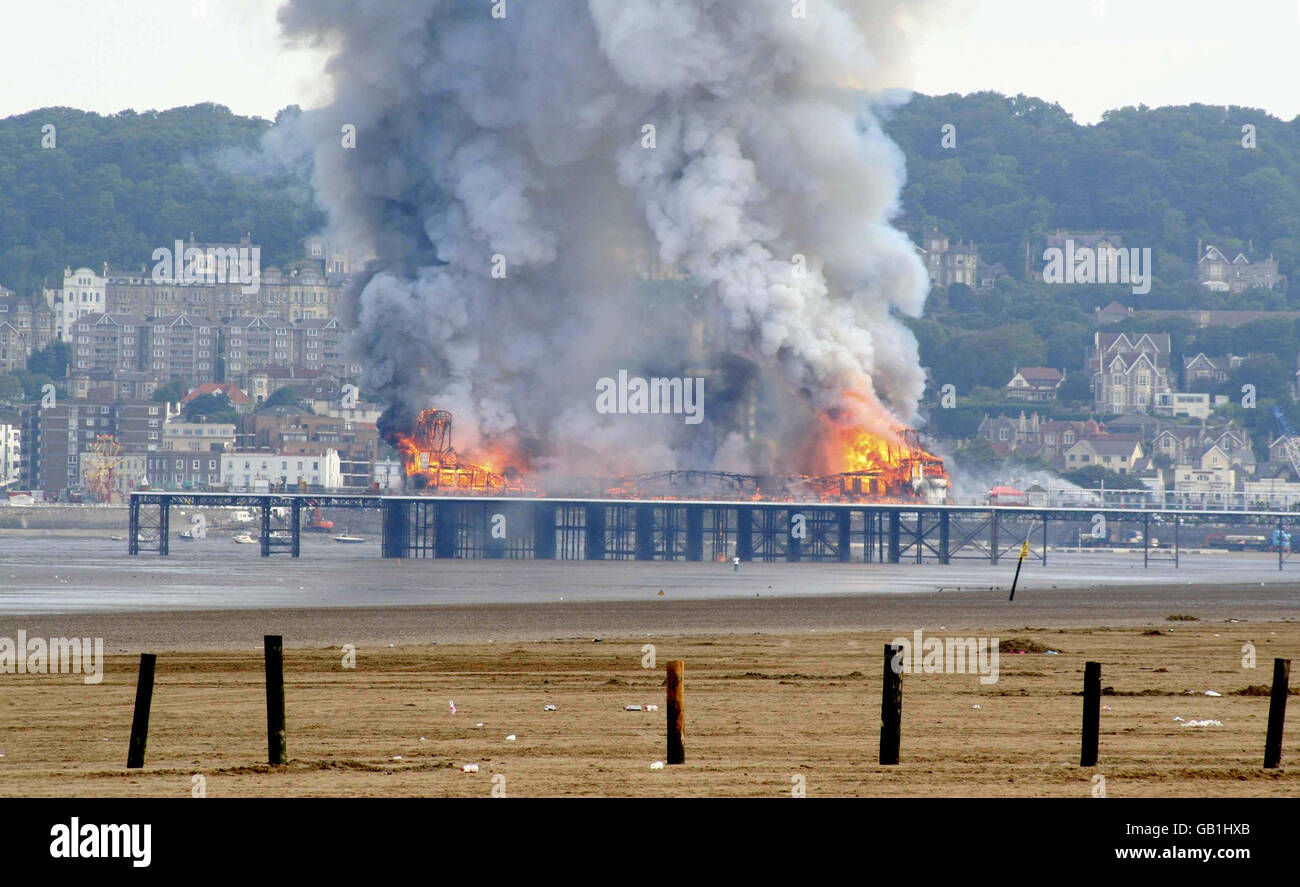 The grand pier at weston super mare after major fire broke out hi-res ...