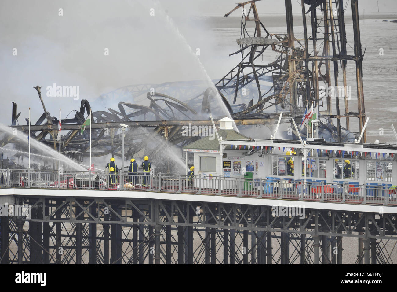 The Grand Pier at Weston-super-Mare after a major fire broke out Stock ...