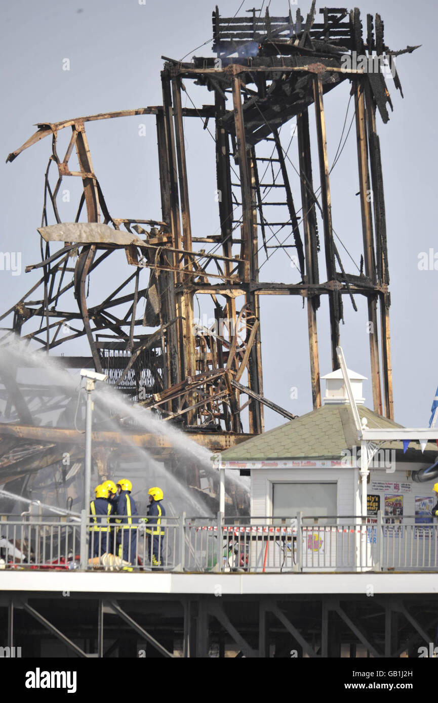 The Grand Pier at Weston-super-Mare after a major fire broke out Stock ...