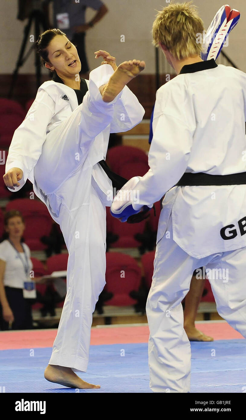 Sarah Stevenson (left) of the Great Britain Taekwondo team during a ...