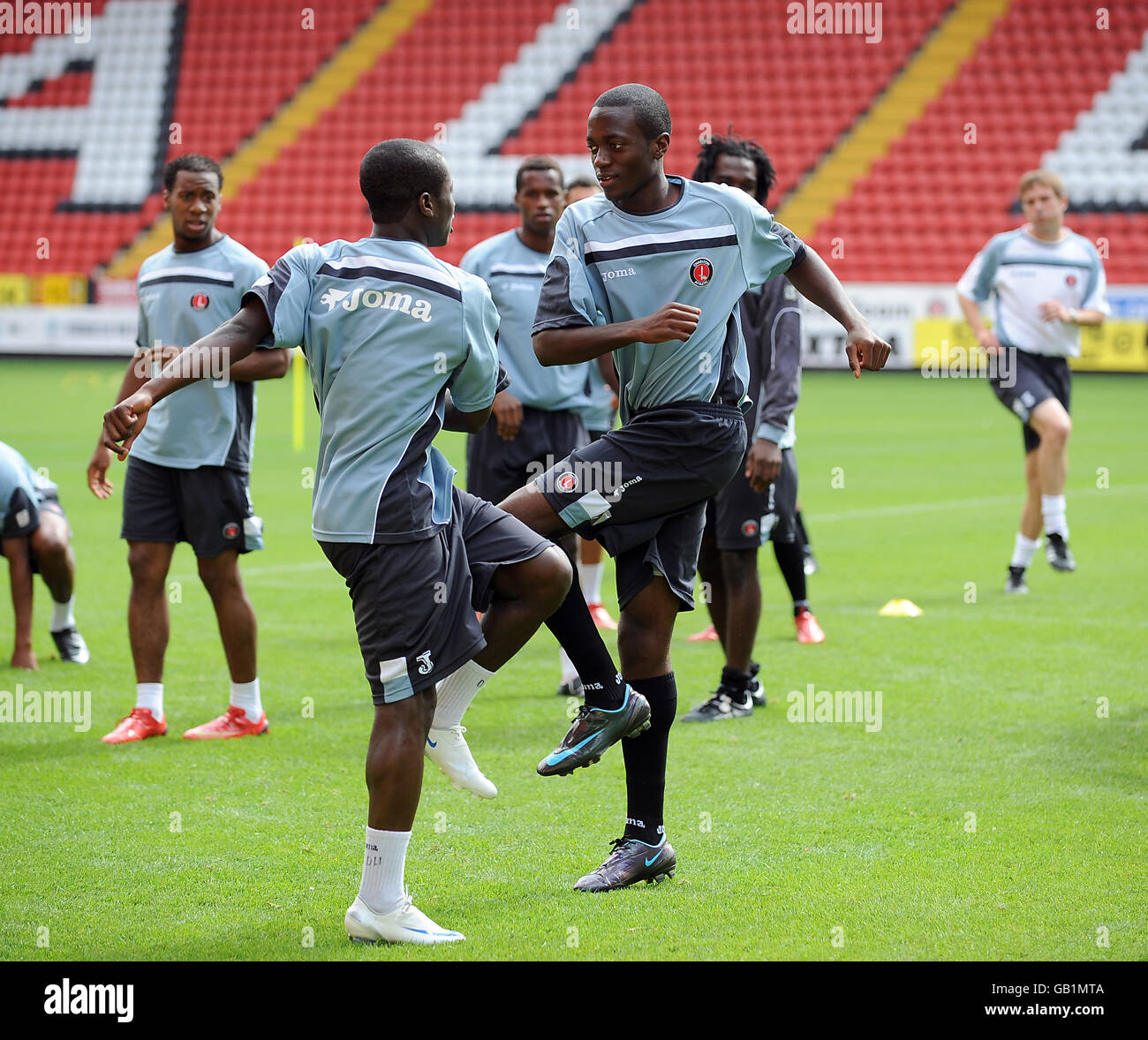 Charlton Athletic players take part in the Open Training Session Stock ...