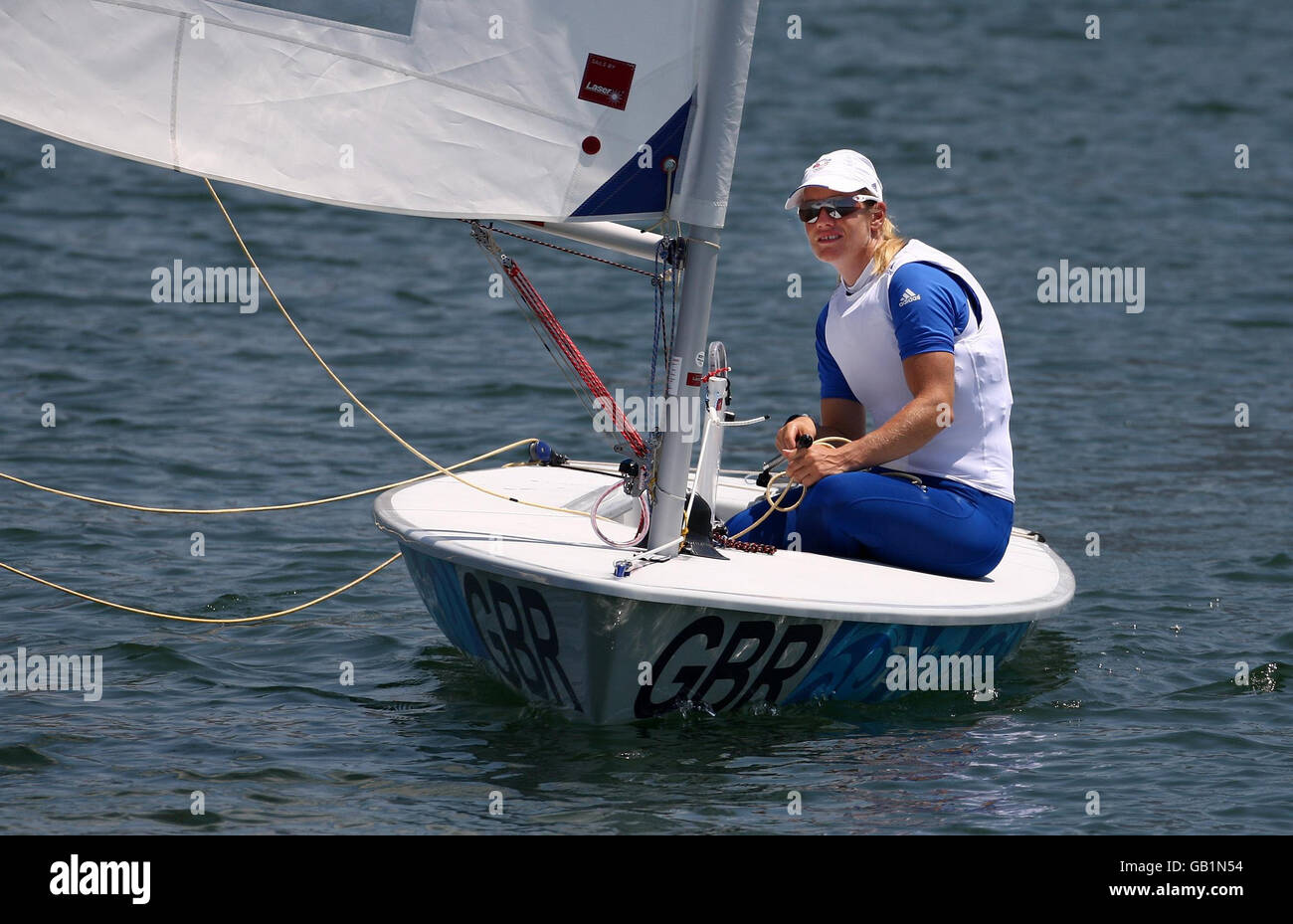 Great Britain Laser Radial sailor Penny Clarke sails today off Quingdao ...