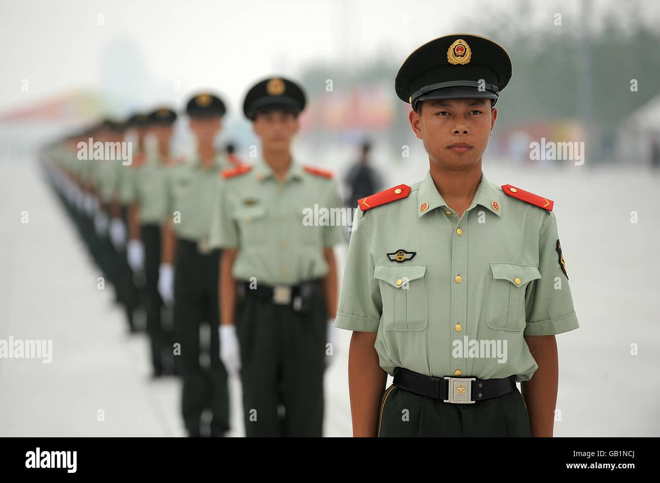 Security guards march outside olympic national stadium hi-res stock ...