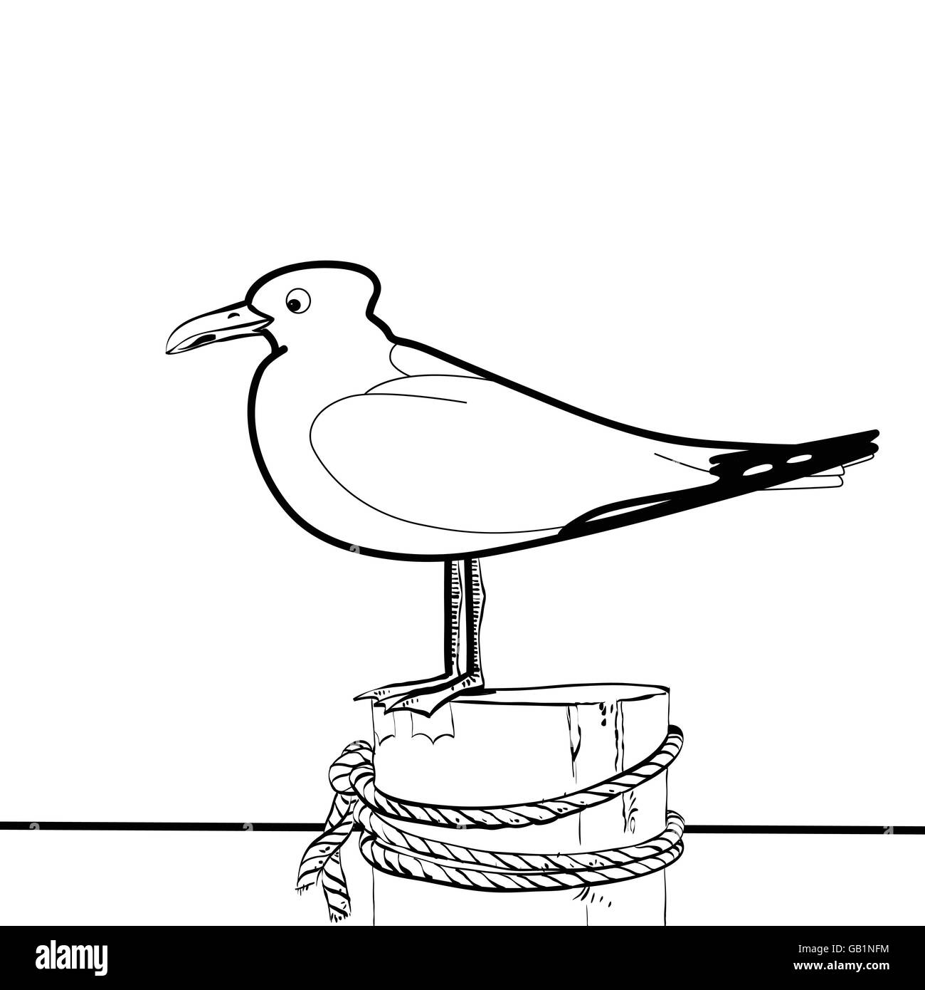 Seabird vector art Black and White Stock Photos & Images - Alamy