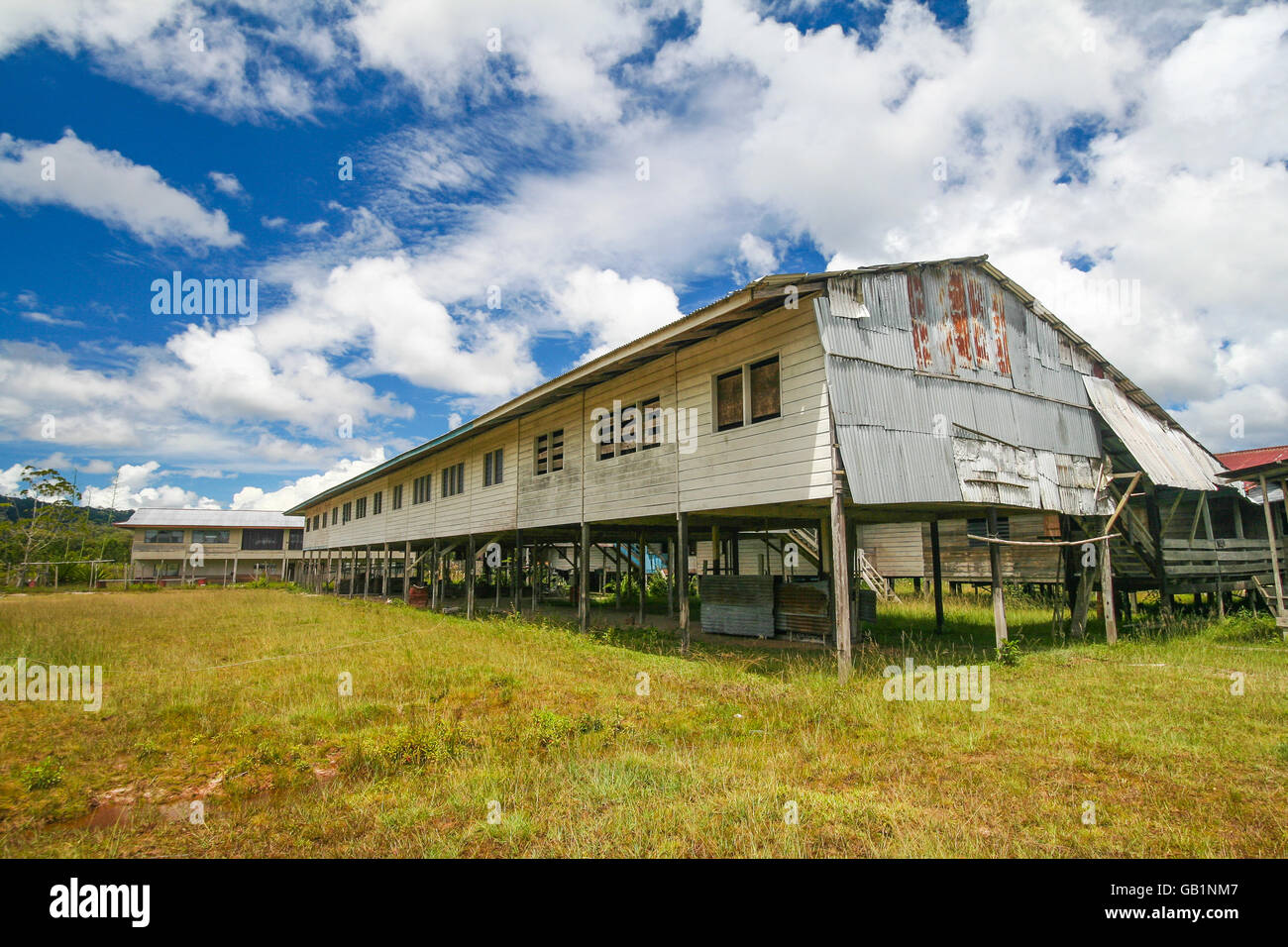 View of traditional longhouse in Borneo / Sarawak Stock Photo - Alamy
