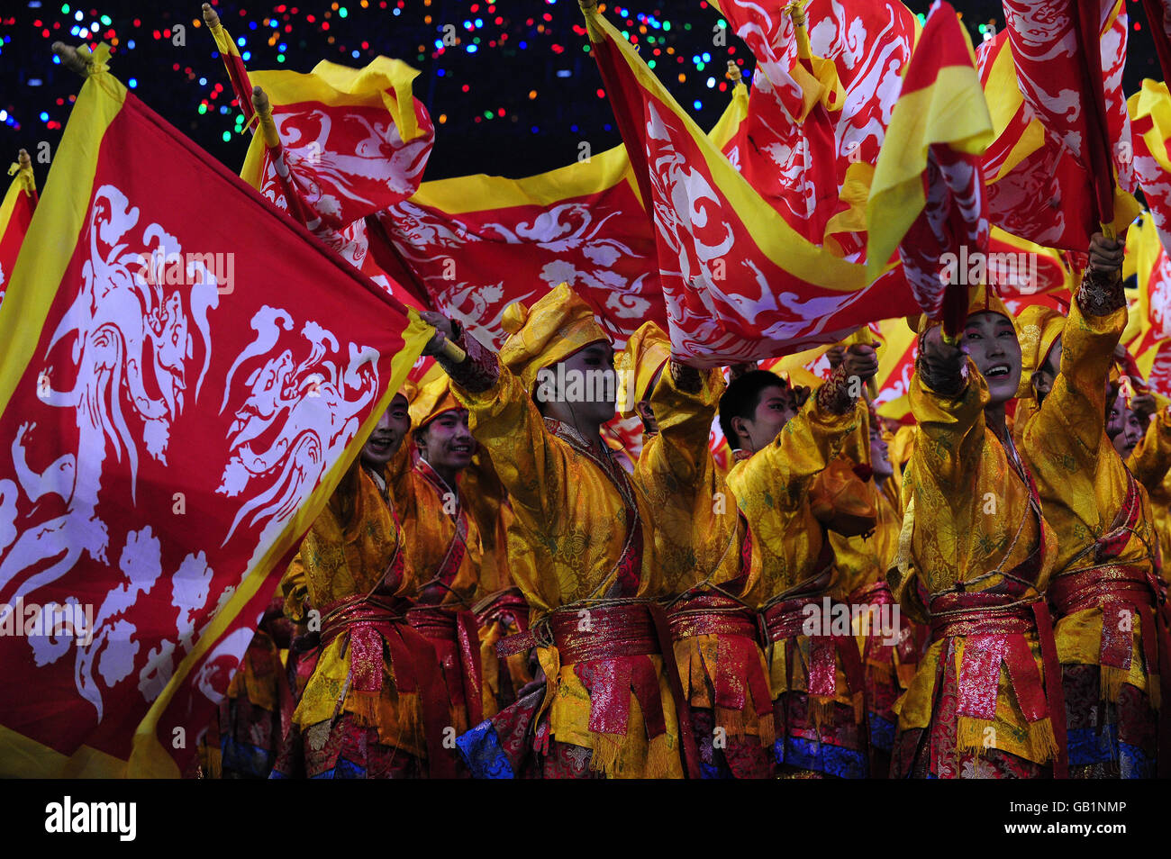 Performers during the Olympics Opening Ceremony at the National Stadium ...