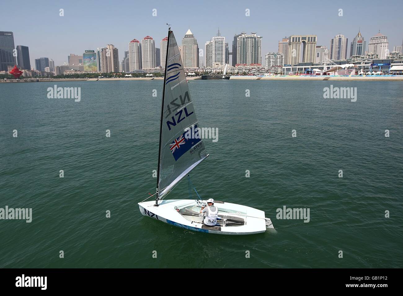New Zealand's finn sailor Dan Slater at the Olympic Sailing Centre in ...