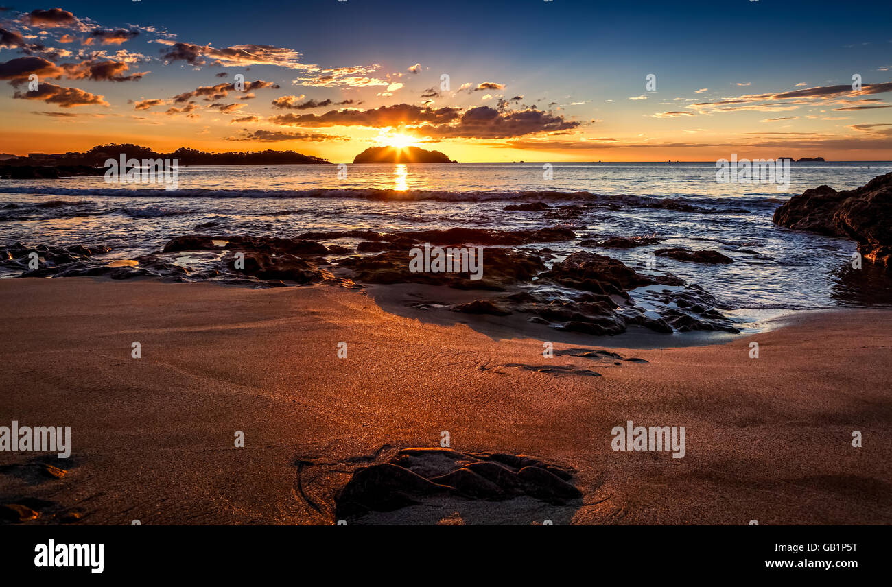 Beautiful landscape of sunset over the Playa Azucar, Guanacaste, Costa ...