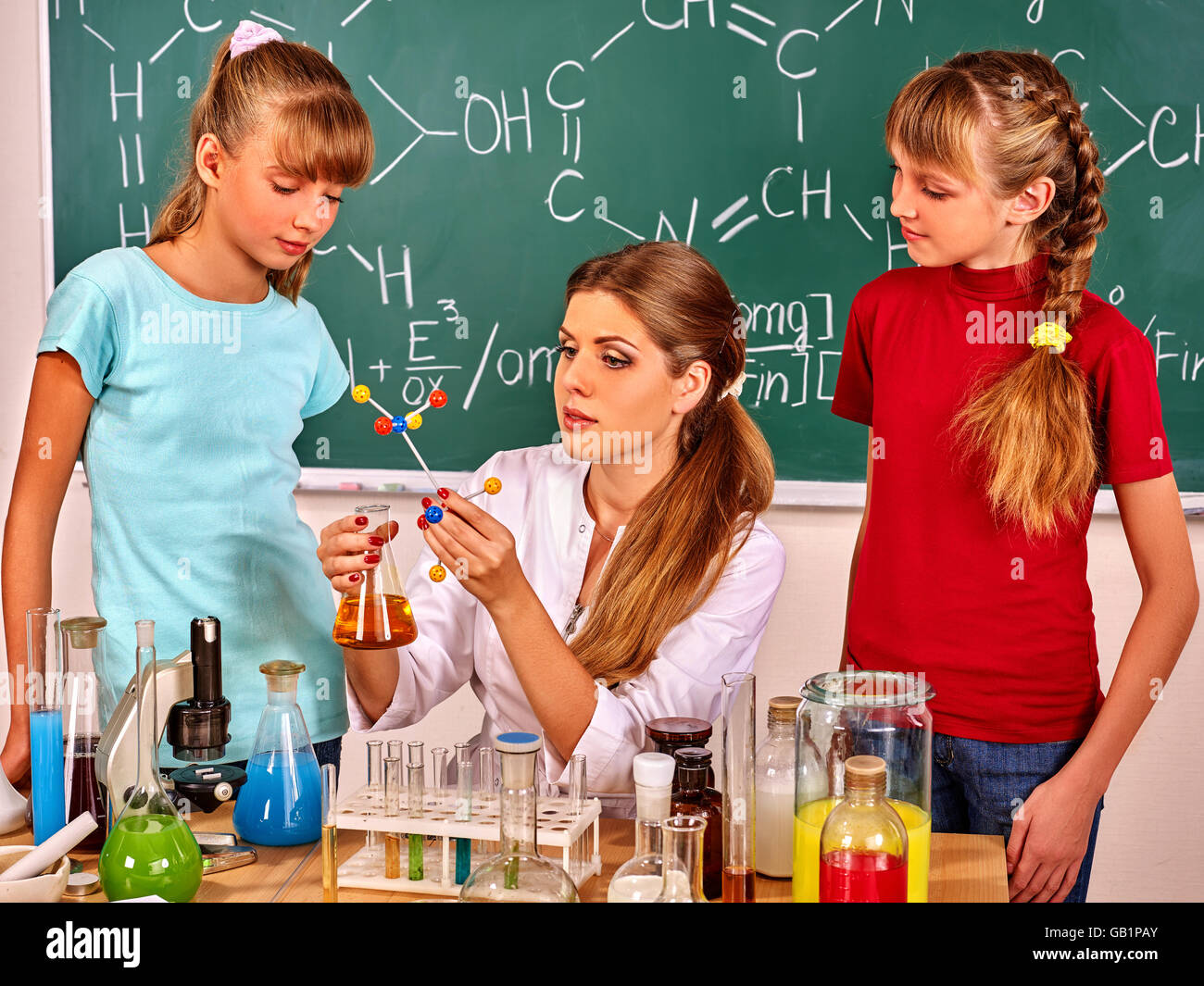 Child in chemistry class Stock Photo - Alamy