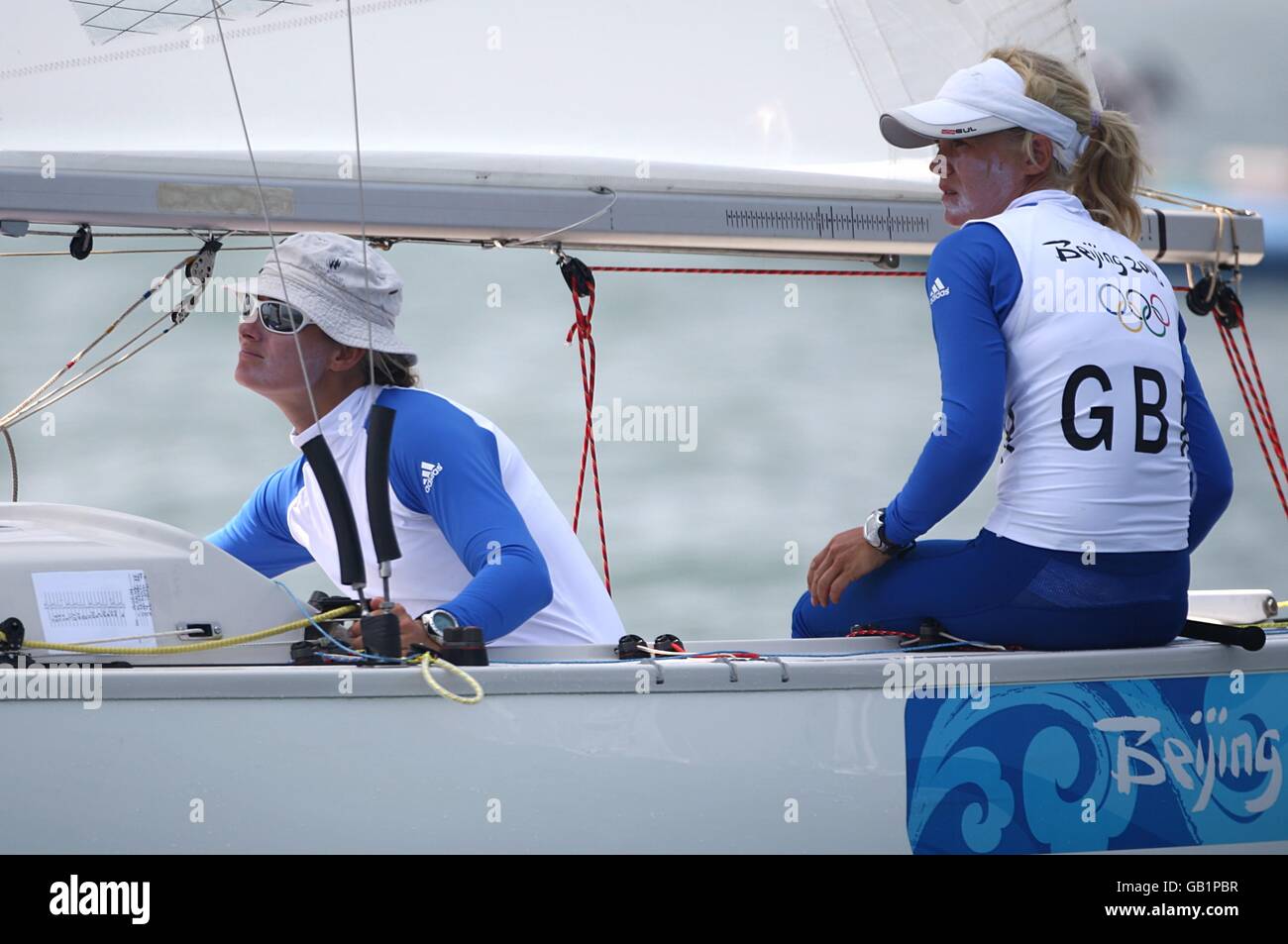 Great Britain's Yngling crew, Sarah Ayton, Sarah Webb and Pippa Wilson ...