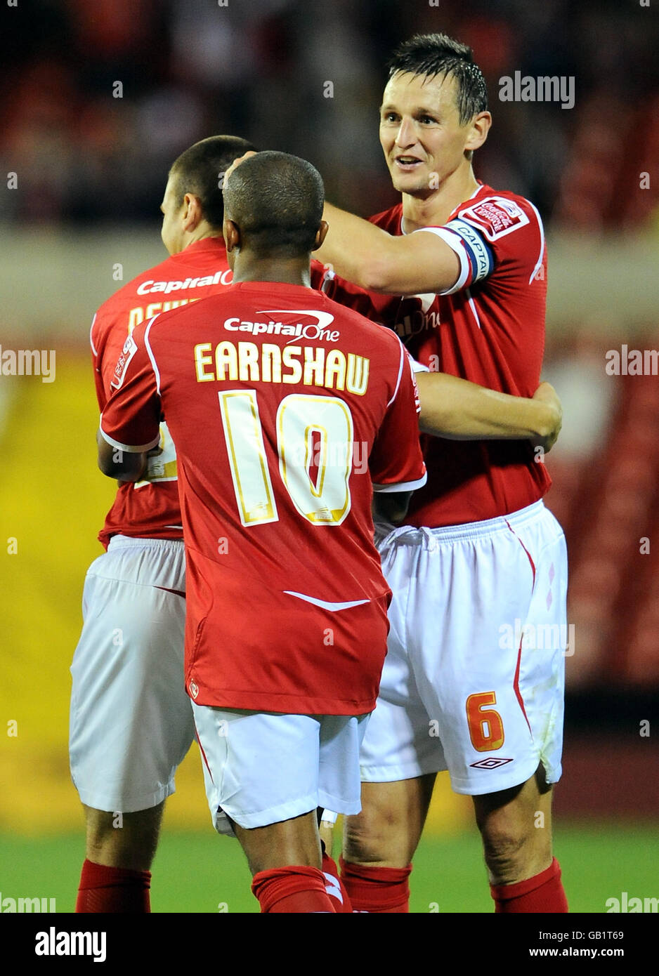 Nottingham forests adam newbold celebrates his goal with ian breckin hi ...