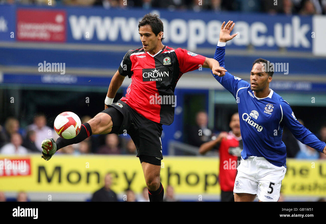 (Left - right) Blackburn Rovers' Roque Santa Cruz controls the ball ...