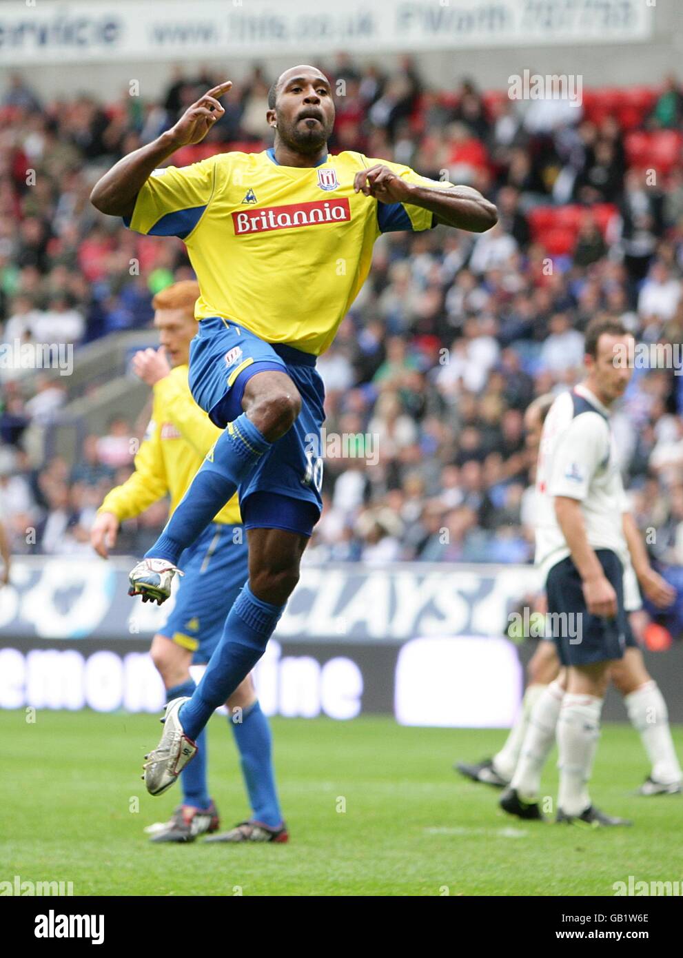 Stoke City's Ricardo Fuller celebrates scoring a consolation goal Stock ...