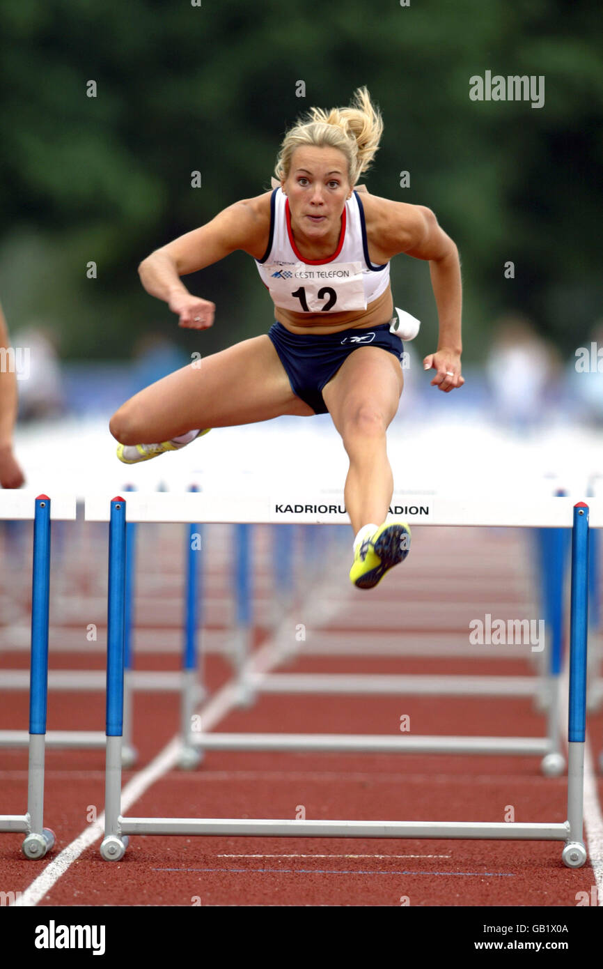 Great britains kate brewington in action during the 100m hurdles hi-res ...