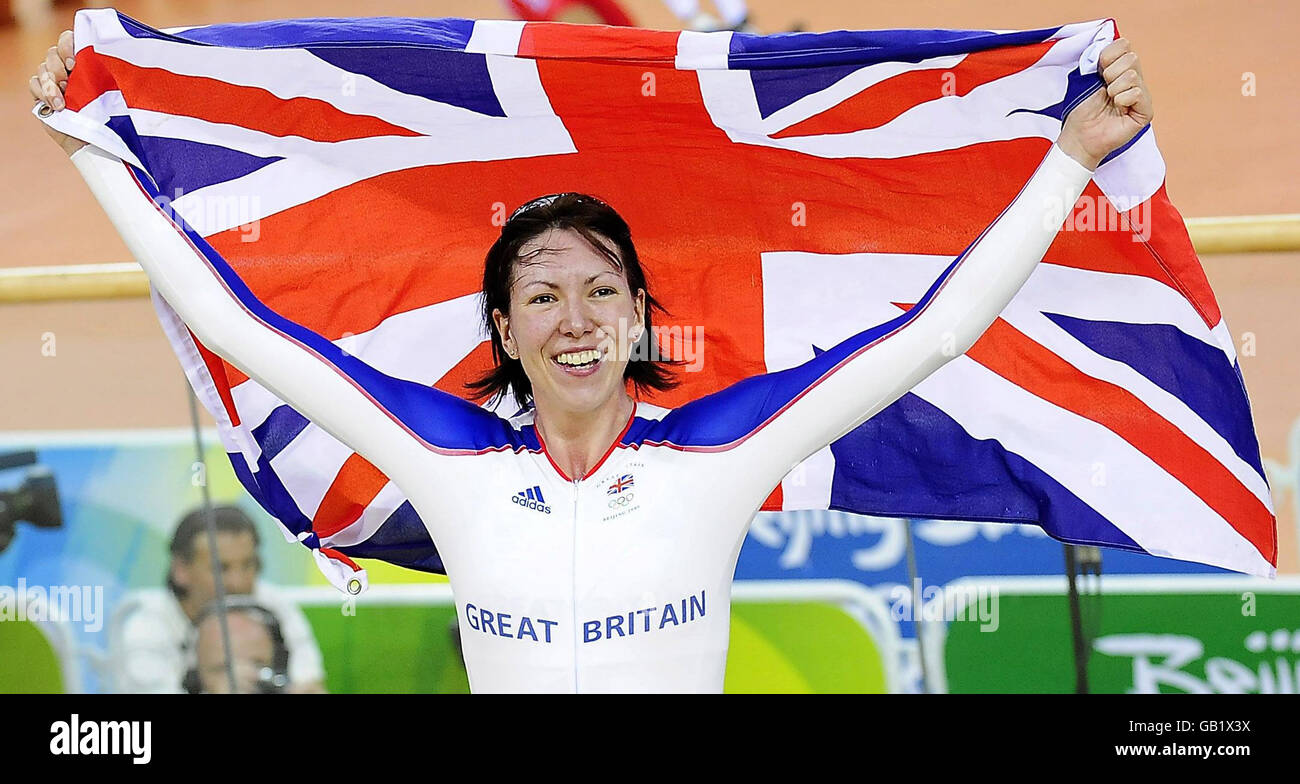 Great Britain's Rebecca Romero celebrates winning the Gold Medal in the ...