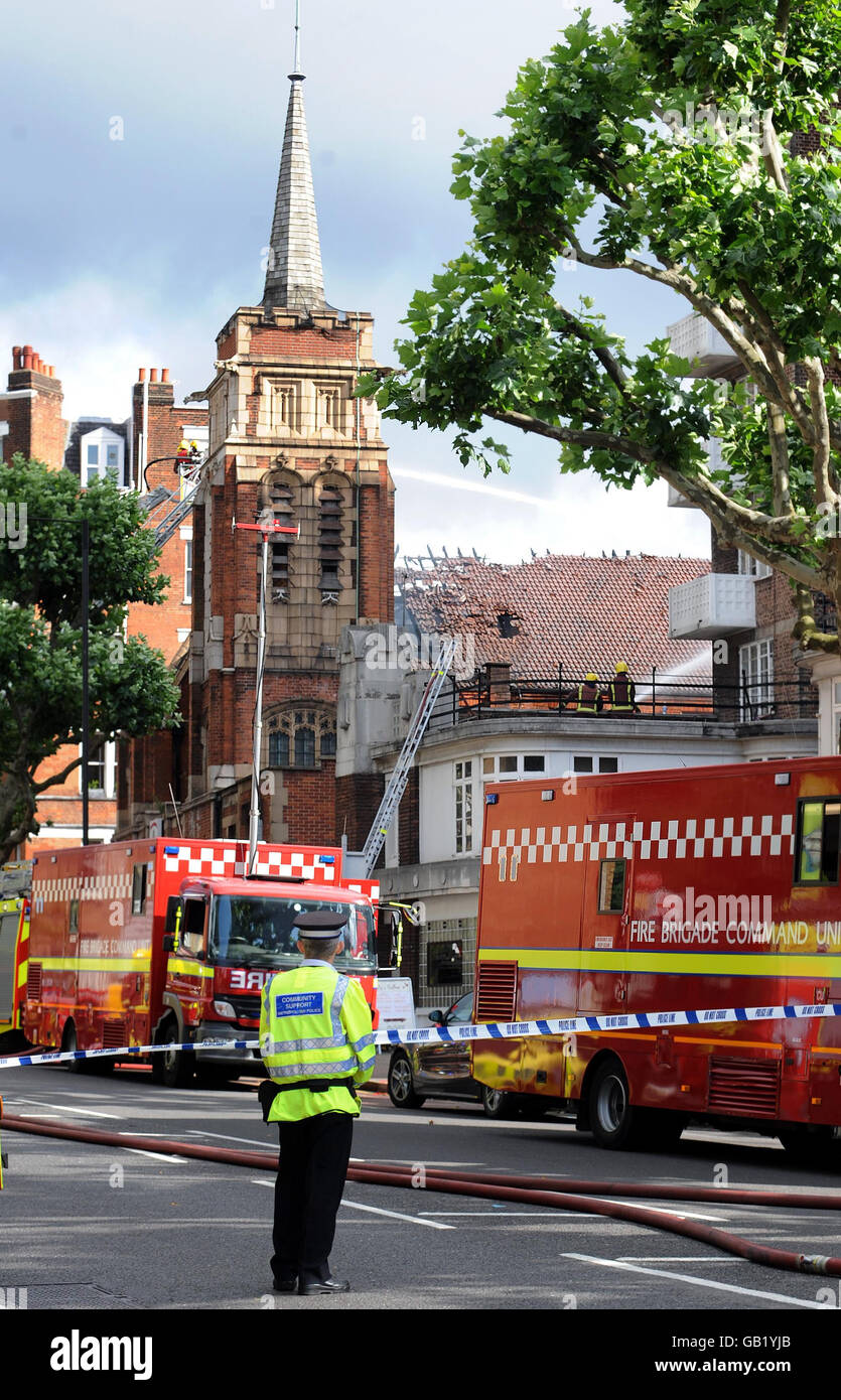 Fire at church in London Stock Photo - Alamy